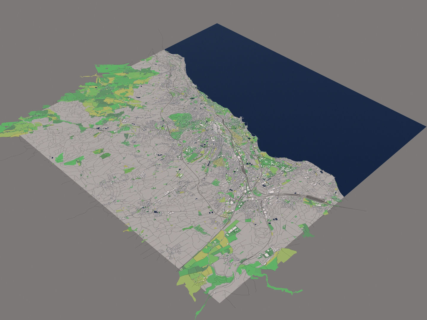Lausanne Switzerland 25x25km 3D City Map 3D model | CGTrader