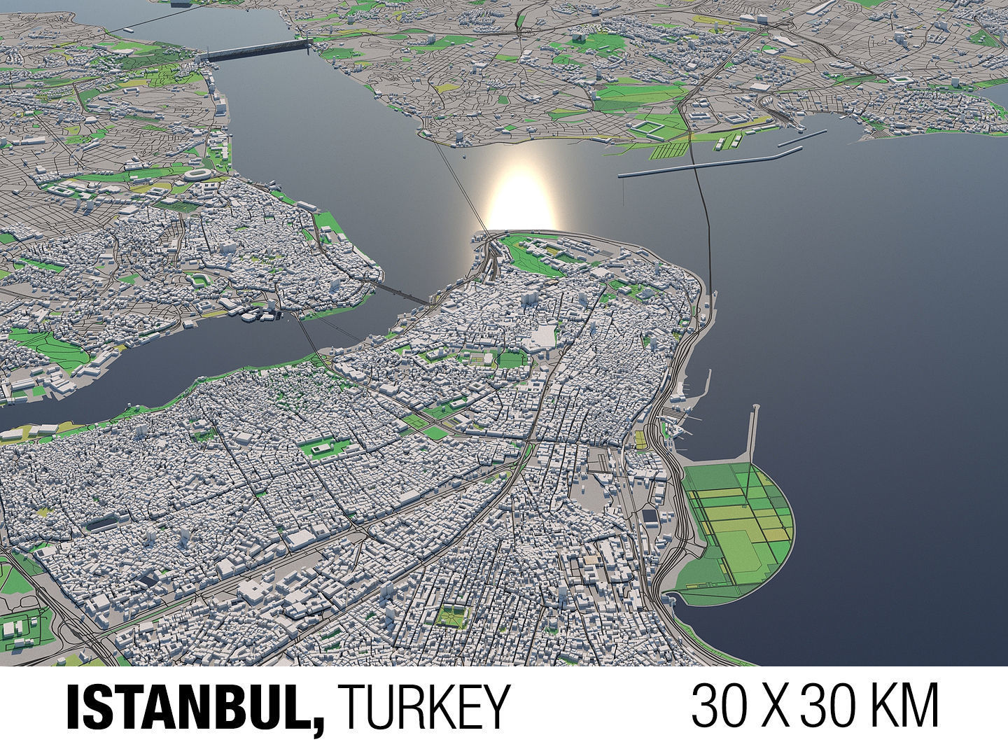 Istanbul Turkey 30x30km 3D City Map 3D model | CGTrader