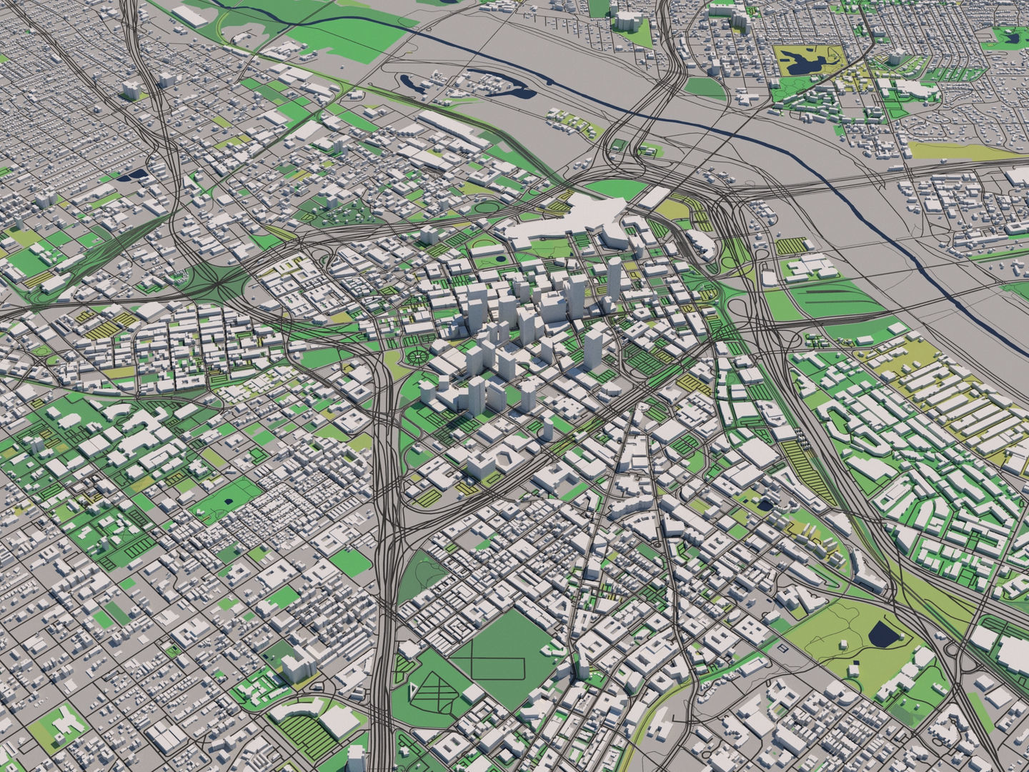 Dallas Texas USA 25x25km 3D City Map 3D model | CGTrader