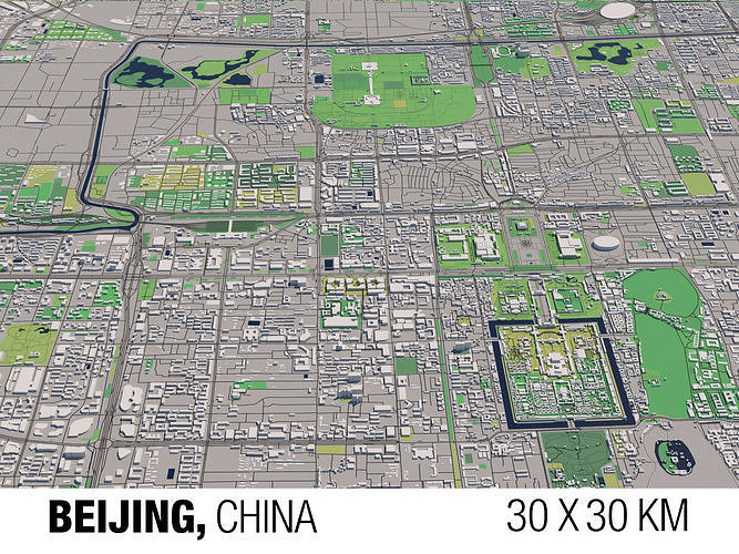 Beijing China 30x30km 3D City Map 3D model | CGTrader