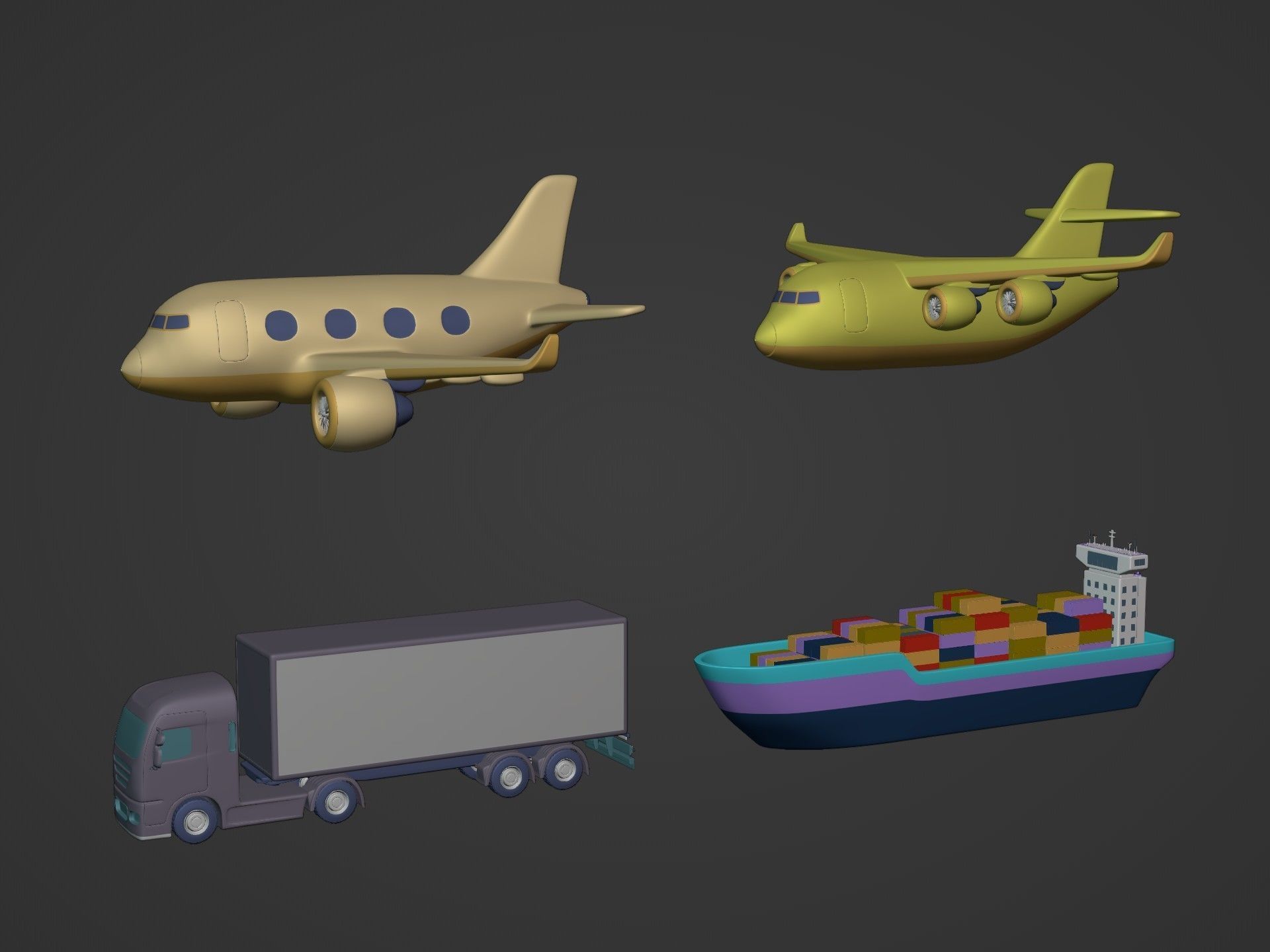 3D model Cartoon Transport Vehicles Pack VR / AR / low-poly | CGTrader