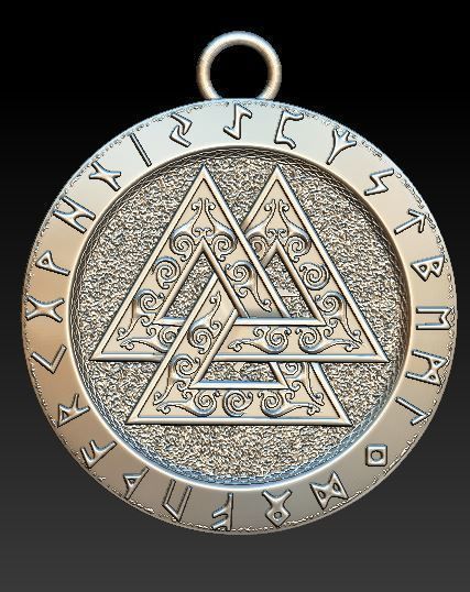 viking valknut pendant 3D model | CGTrader