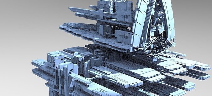 Sci-fi Alien Freighter Launcher 2 3D model | CGTrader