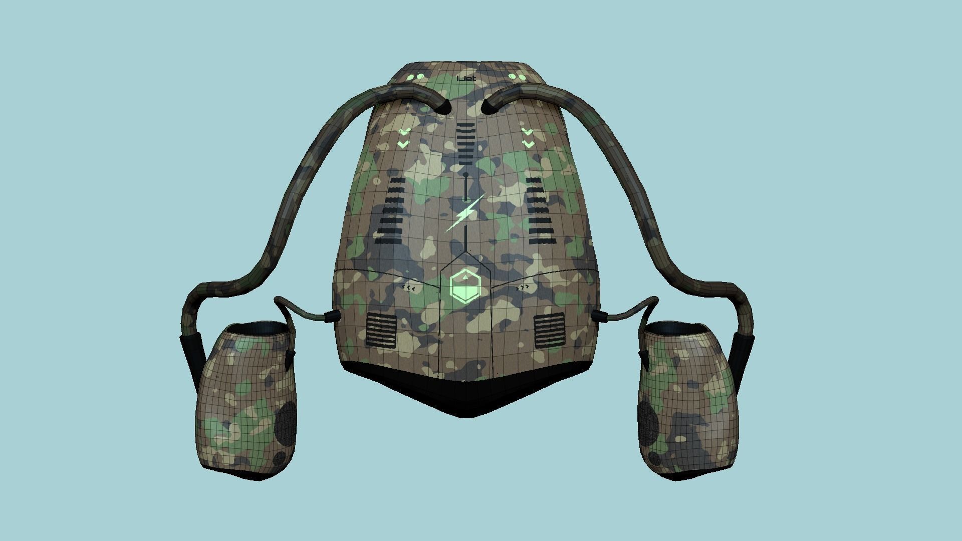 3D model Jetpack I08 Green Camouflage - SciFi Character Design VR / AR ...