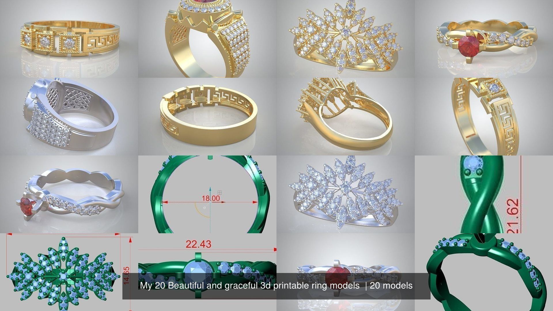 My 20 Beautiful and graceful 3d printable ring models 3D Model ...