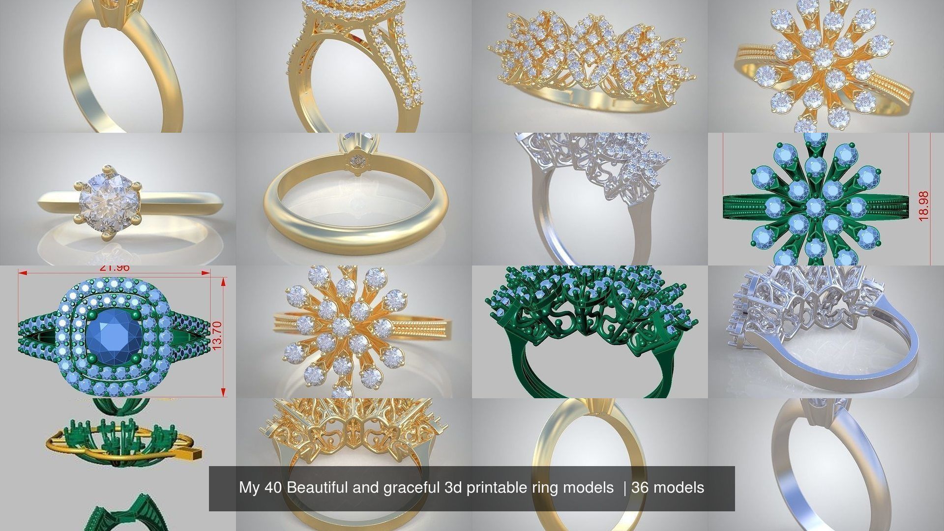 My 40 Beautiful and graceful 3d printable ring models 3D Model ...