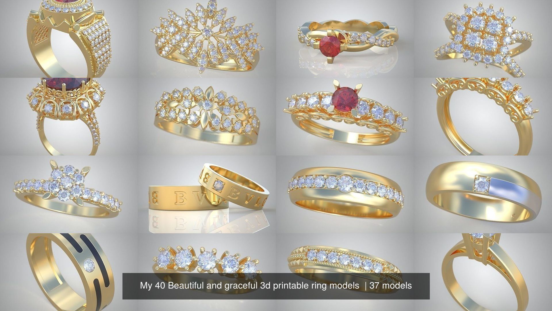 My 40 Beautiful and graceful 3d printable ring models 3D Model ...