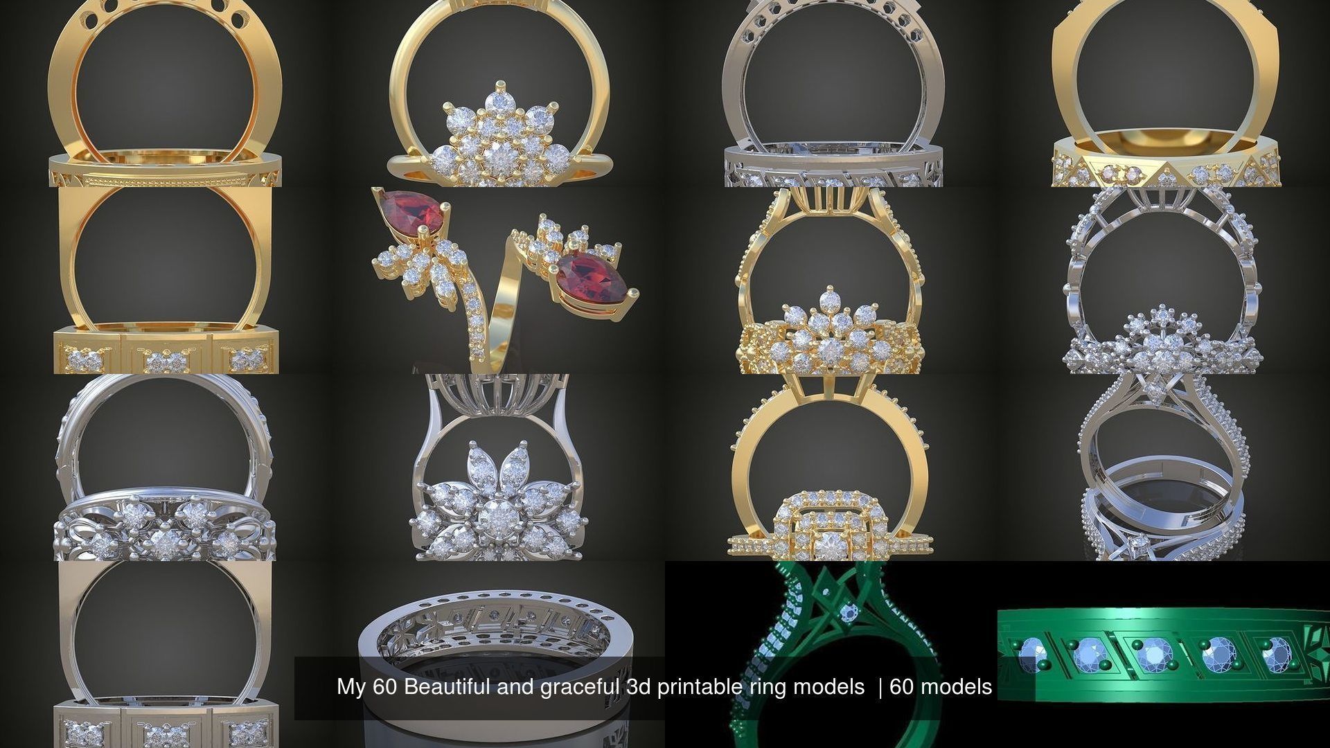 3My 60 Beautiful and graceful 3d printable ring models 3D Model ...