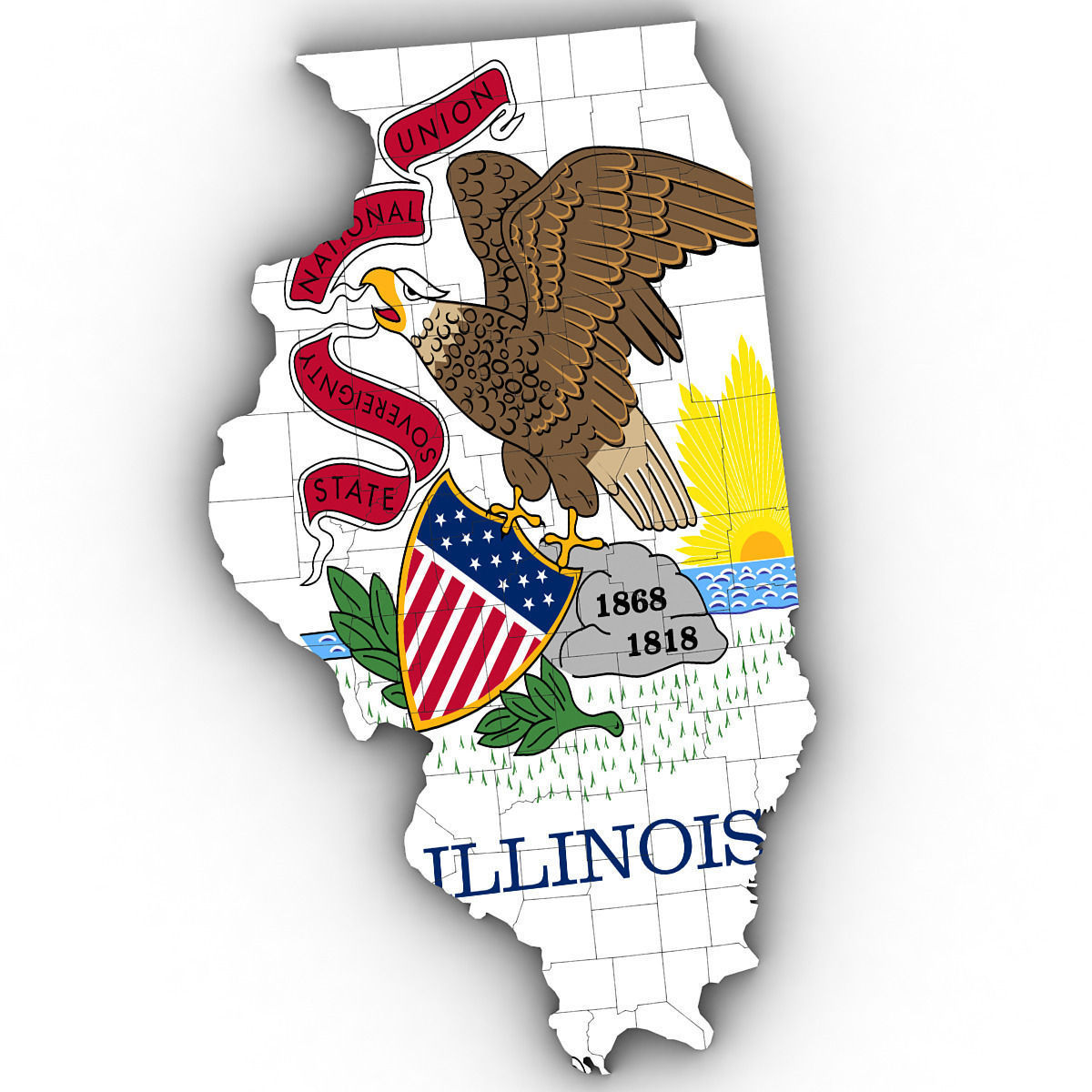 Illinois Political Map 3D model | CGTrader