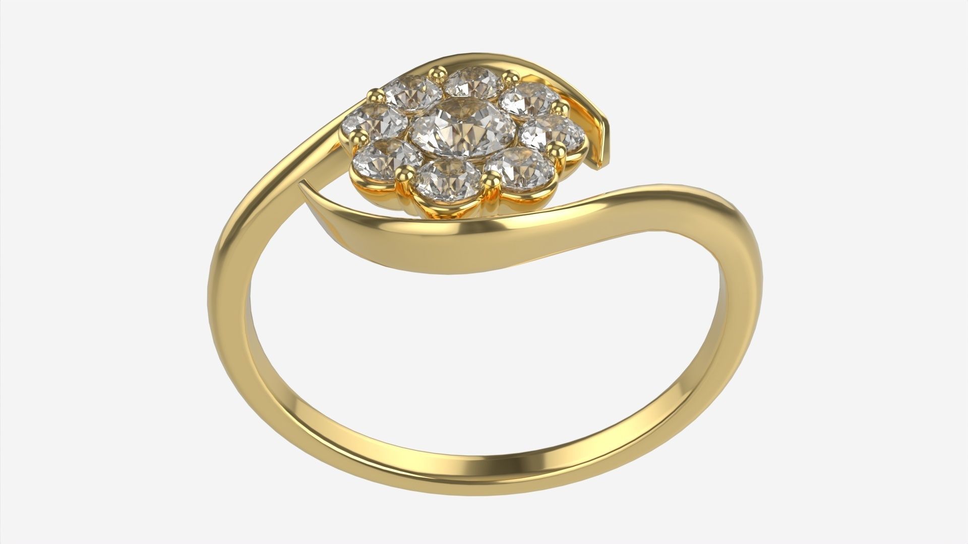 Gold Diamond Ring Jewelry 05 3D model | CGTrader