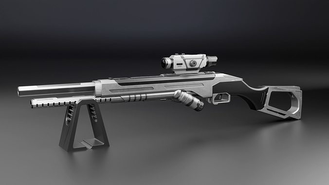 Scifi Gun Game Asset 3D Model Concept with PBR Texture 3D model | CGTrader