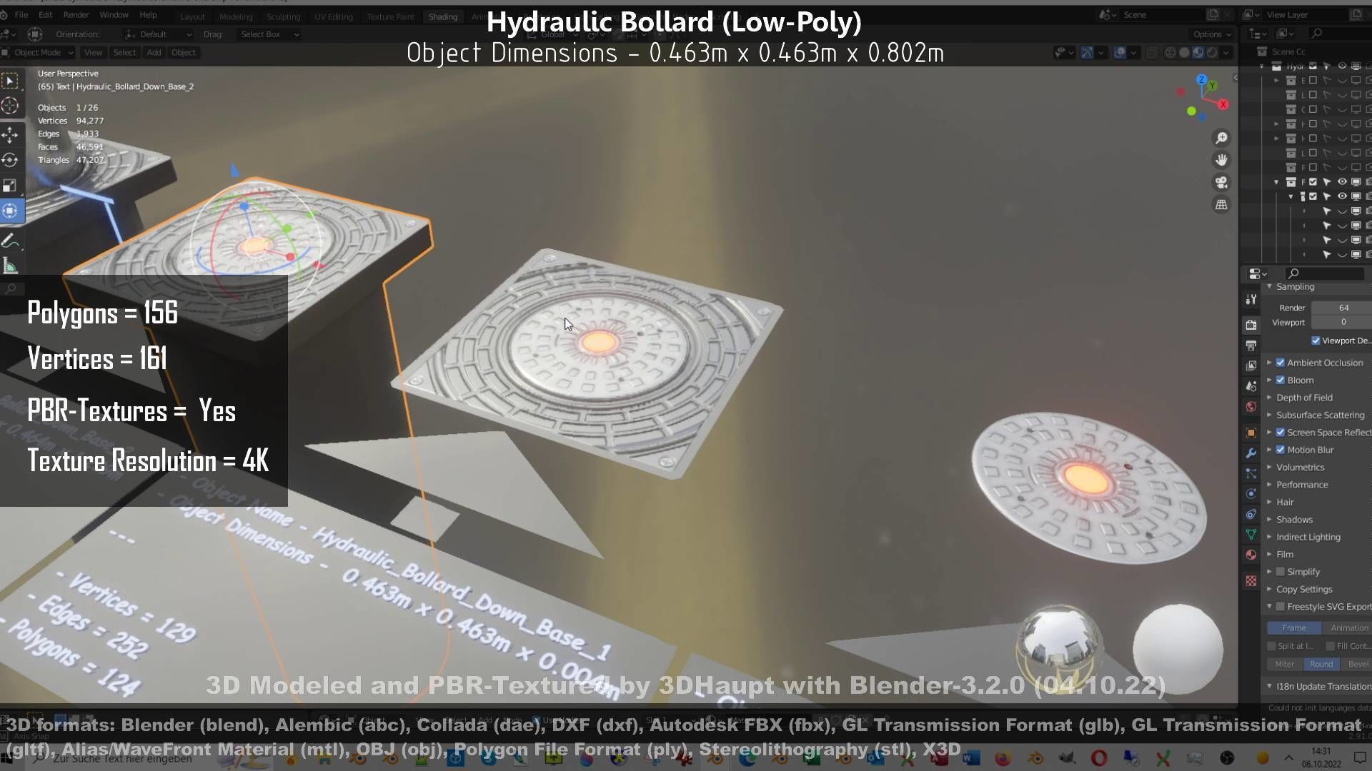 3D model Animted Hydraulic Bollards with LEDs VR / AR / low-poly | CGTrader