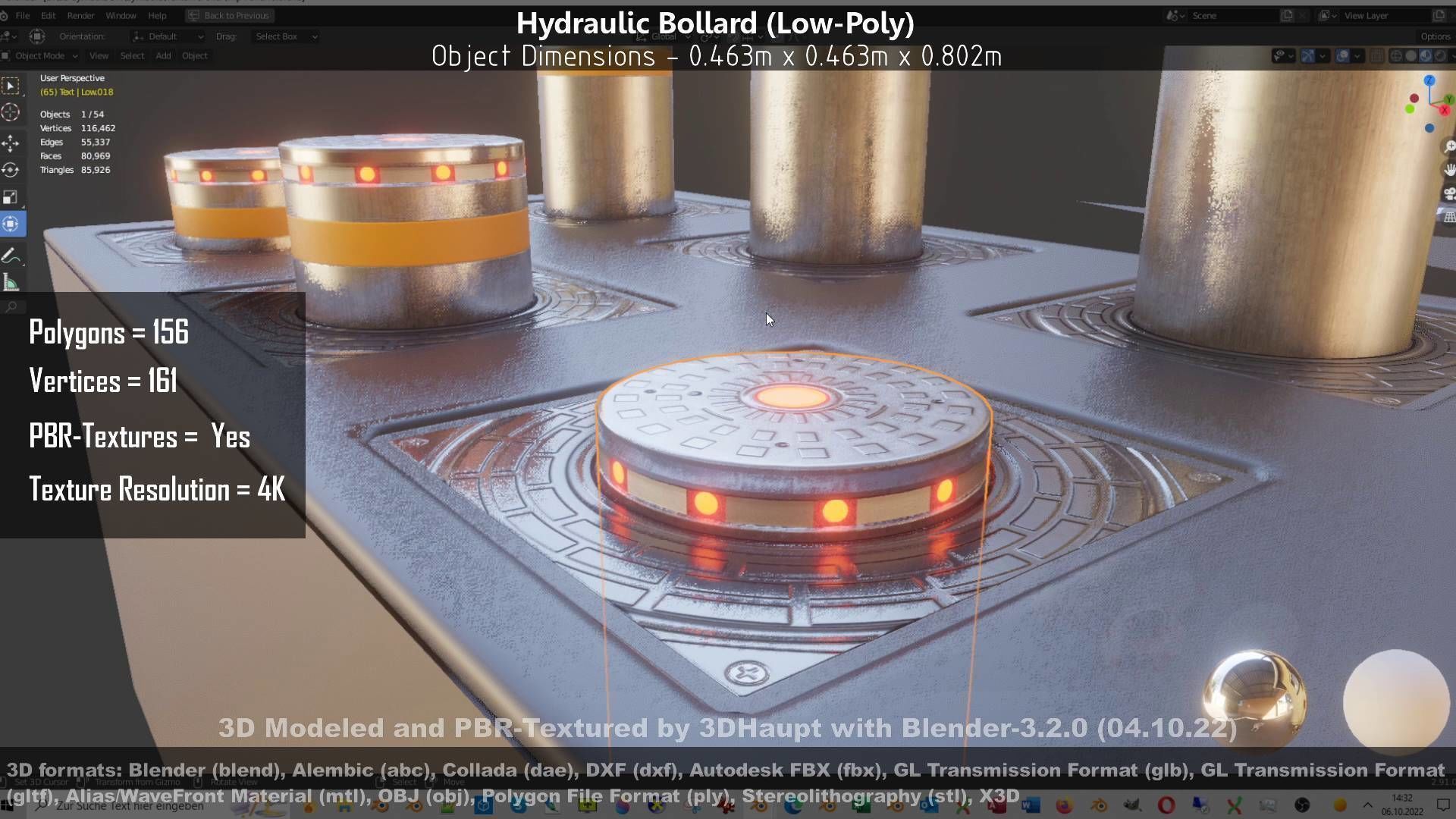 3D model Animted Hydraulic Bollards with LEDs VR / AR / low-poly | CGTrader