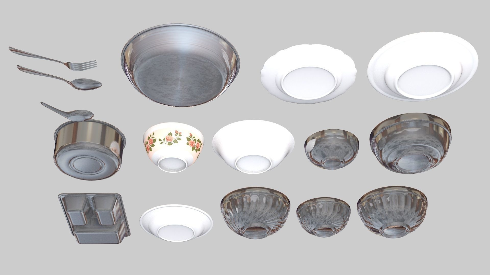 Tableware Collection 1 metal container with two compartments 3D model | CGTrader