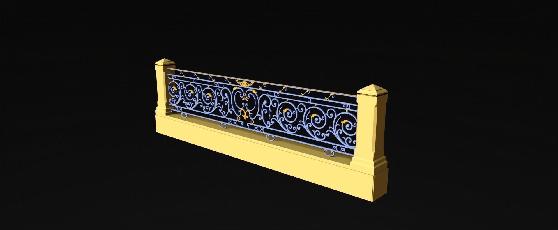 Wrought iron railing 3D model | CGTrader
