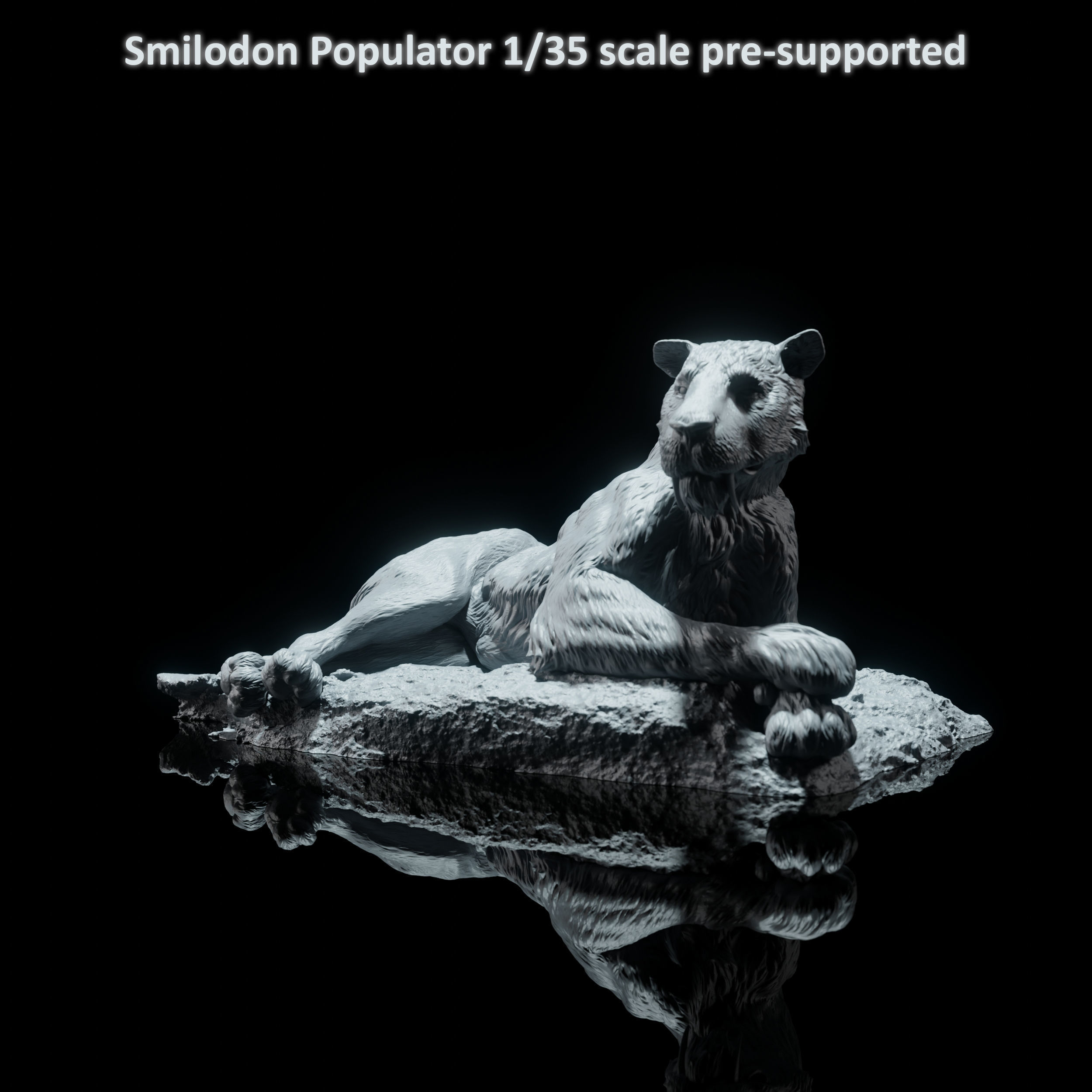 Smilodon Populator resting 1-35 scale pre-supported 3D model 3D ...