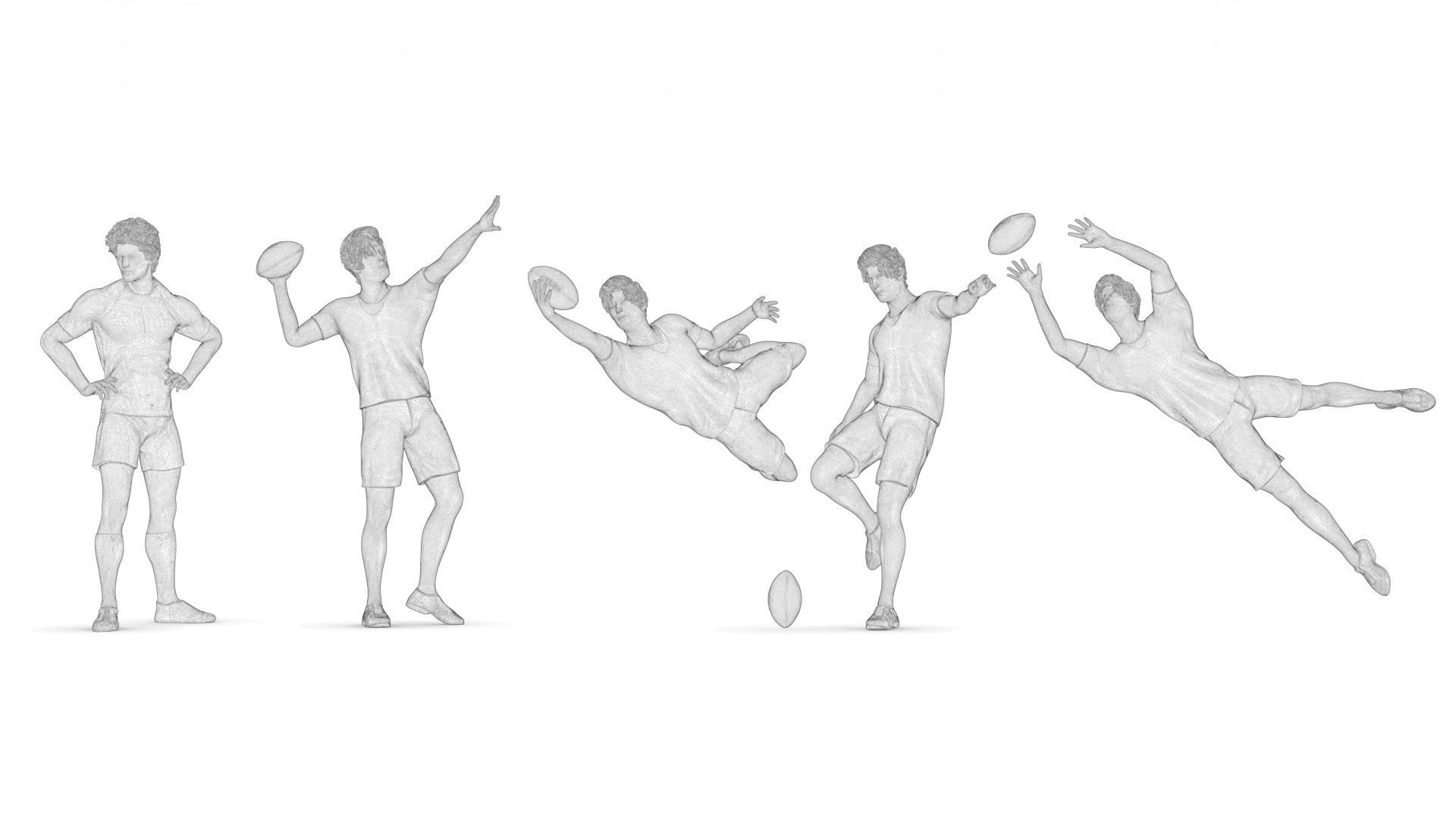 Rugby Poses 01 3D model 3D printable | CGTrader