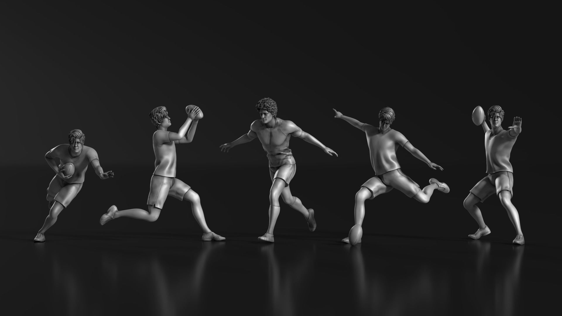Rugby Poses 01 3D model 3D printable | CGTrader