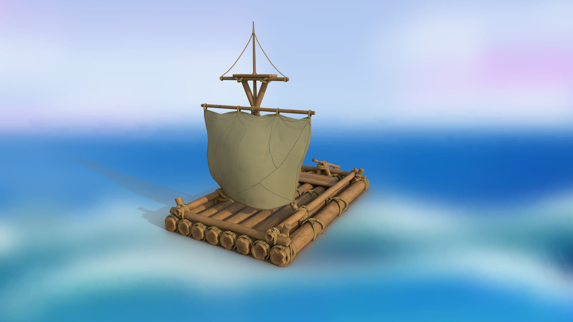 3D model Wooden stylized raft PBR low-poly game ready VR / AR / low ...