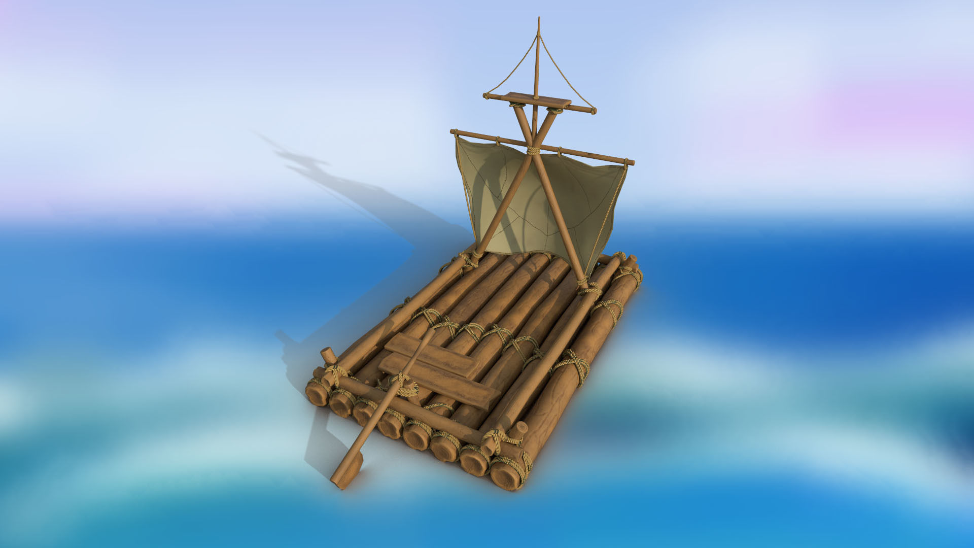 3D model Wooden stylized raft PBR low-poly game ready VR / AR / low ...