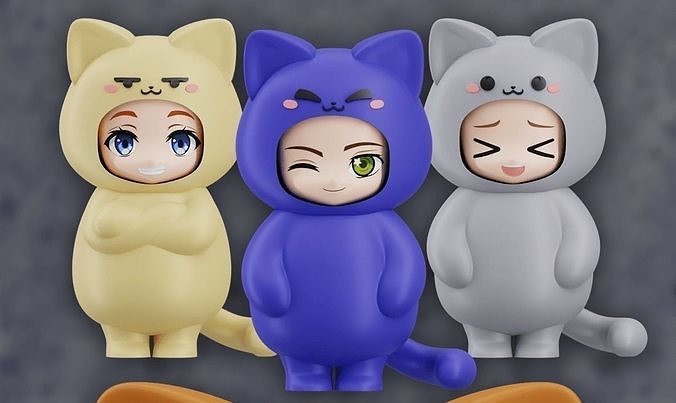 Cat Face Case Nendoroid Chibi 3D model 3D printable | CGTrader