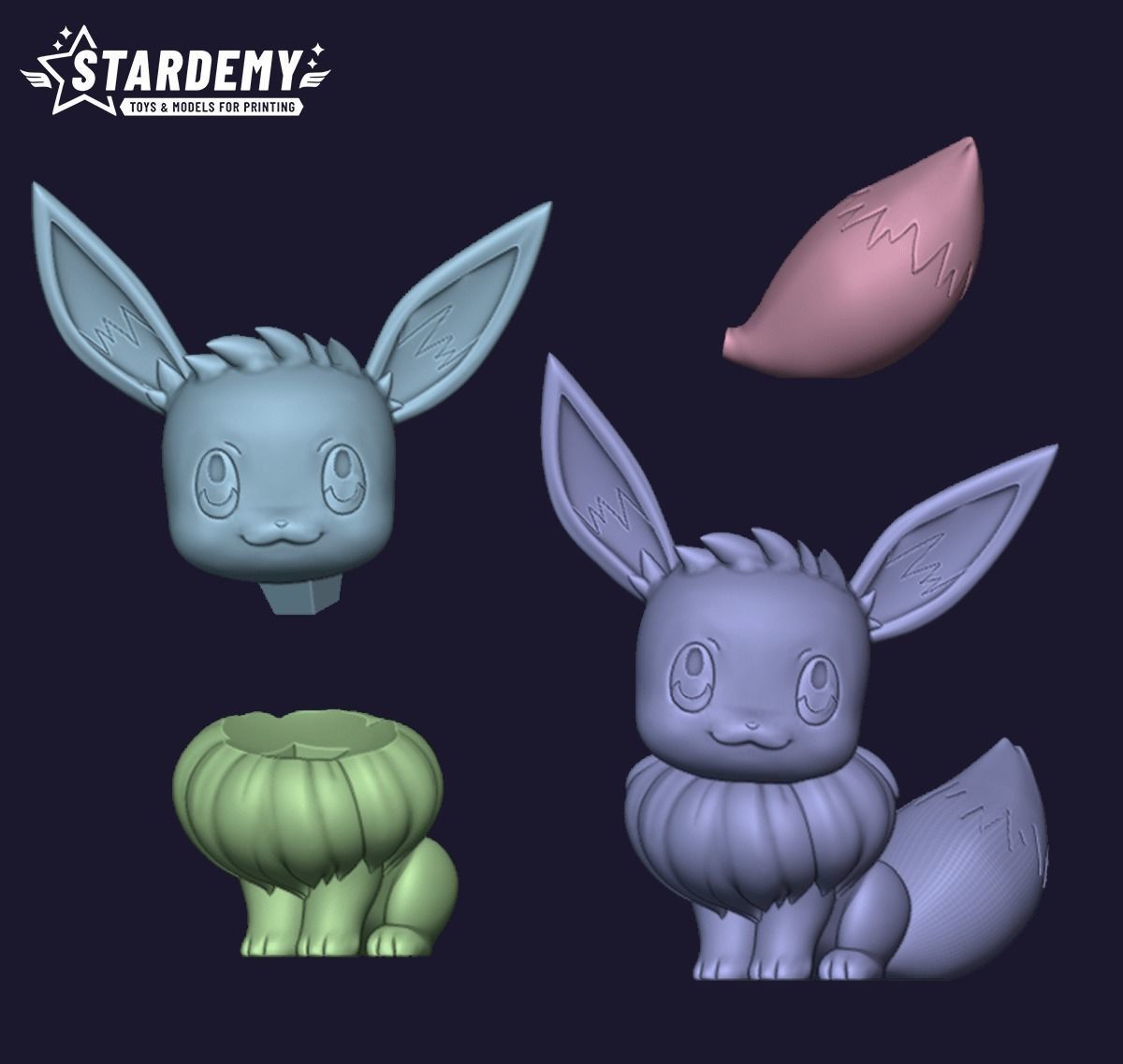 Eevee Pokemon Miniature Cute Kawaii 3D model 3D printable | CGTrader
