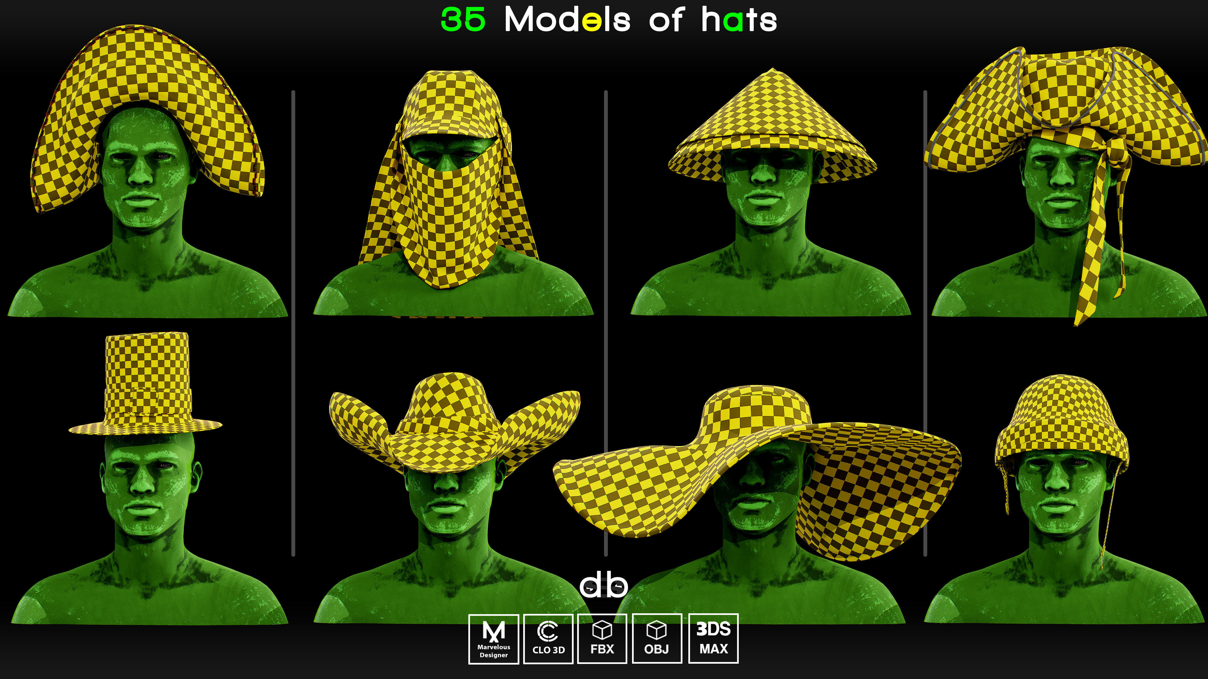 35 Models of hats MD CLO3D PROJECTS OBJ FBX 3ds max 3D model | CGTrader