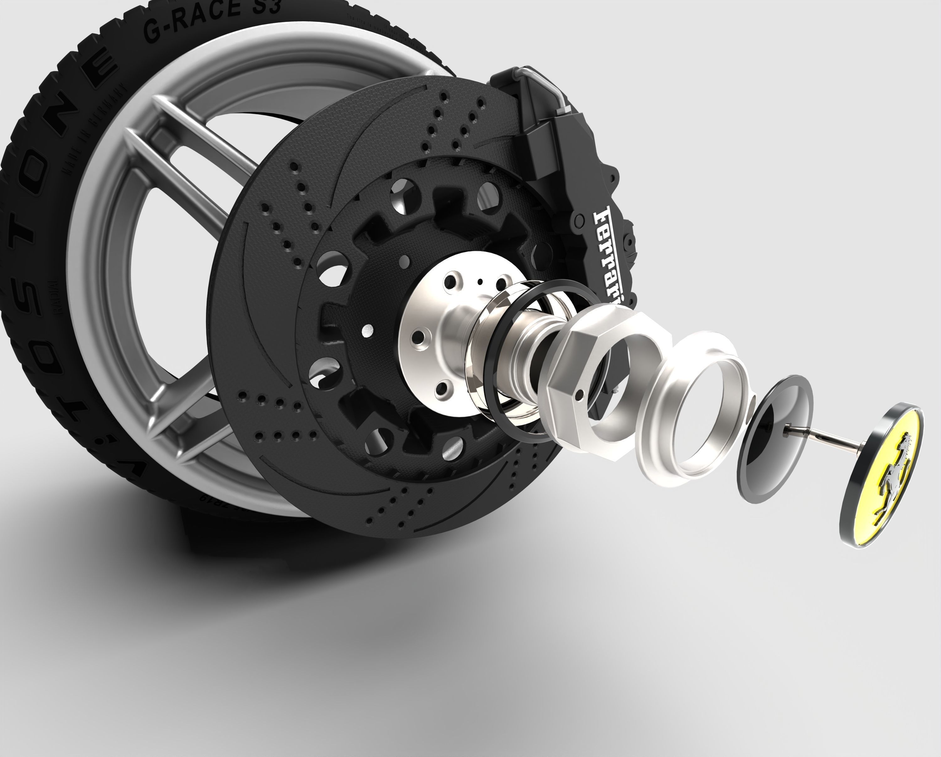 Ferrari Enzo rim wheel Tyre rear 13 x 19 BBS design 3D model | CGTrader