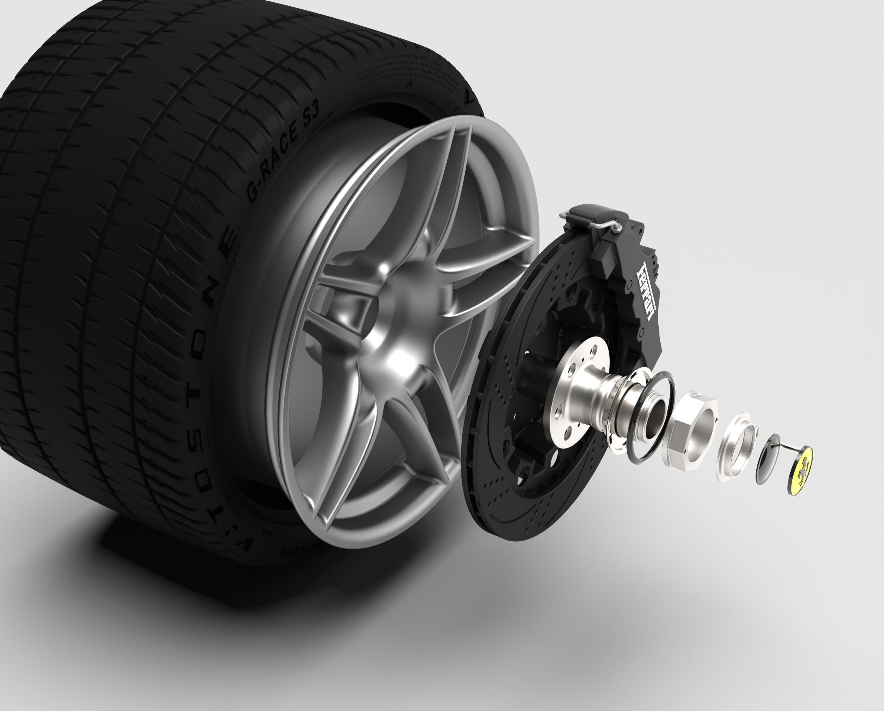 Ferrari Enzo rim wheel Tyre rear 13 x 19 BBS design 3D model | CGTrader