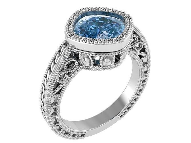 Luxurious Blue stone diamond ring 2665 3D print model 3D model 3D ...