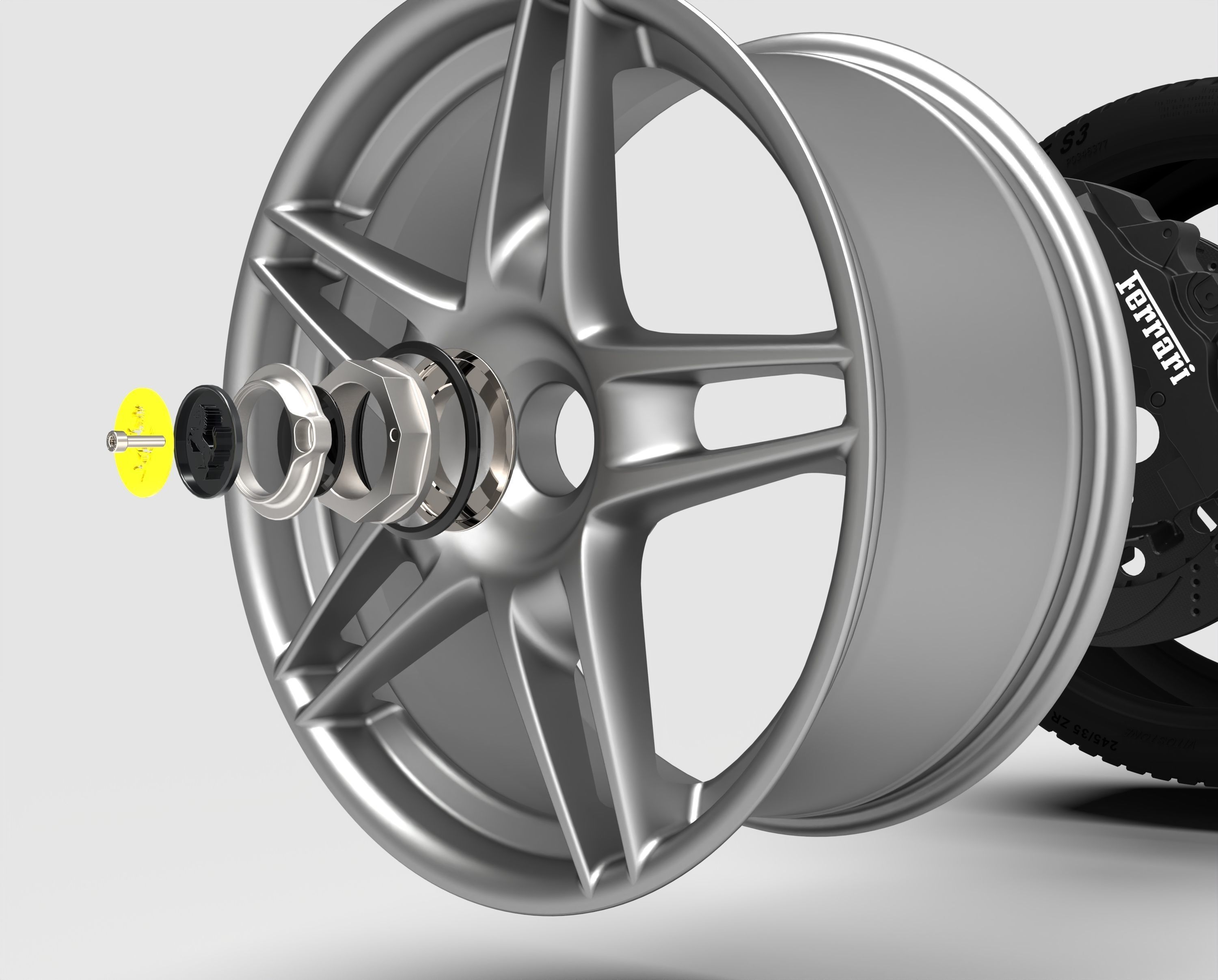 Ferrari Enzo rim wheel Tyre front 9 x 19 BBS design 3D model | CGTrader