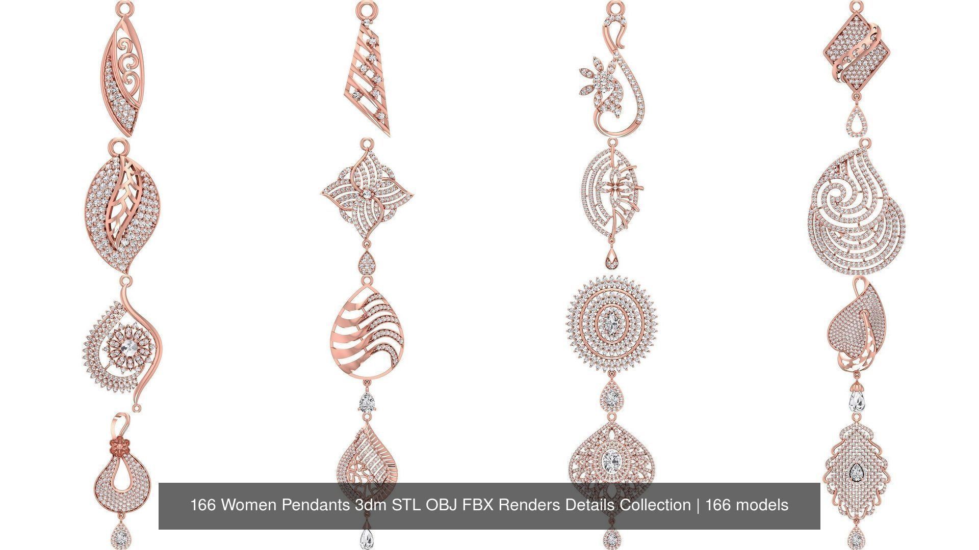 166 Women Pendants 3dm STL OBJ FBX Renders Details Collection | CGTrader