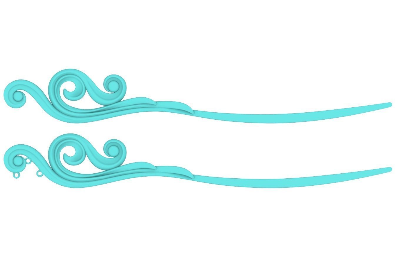 Chinese Scroll Hairstick-Hair Pin-Printable Accessories 3D model 3D ...