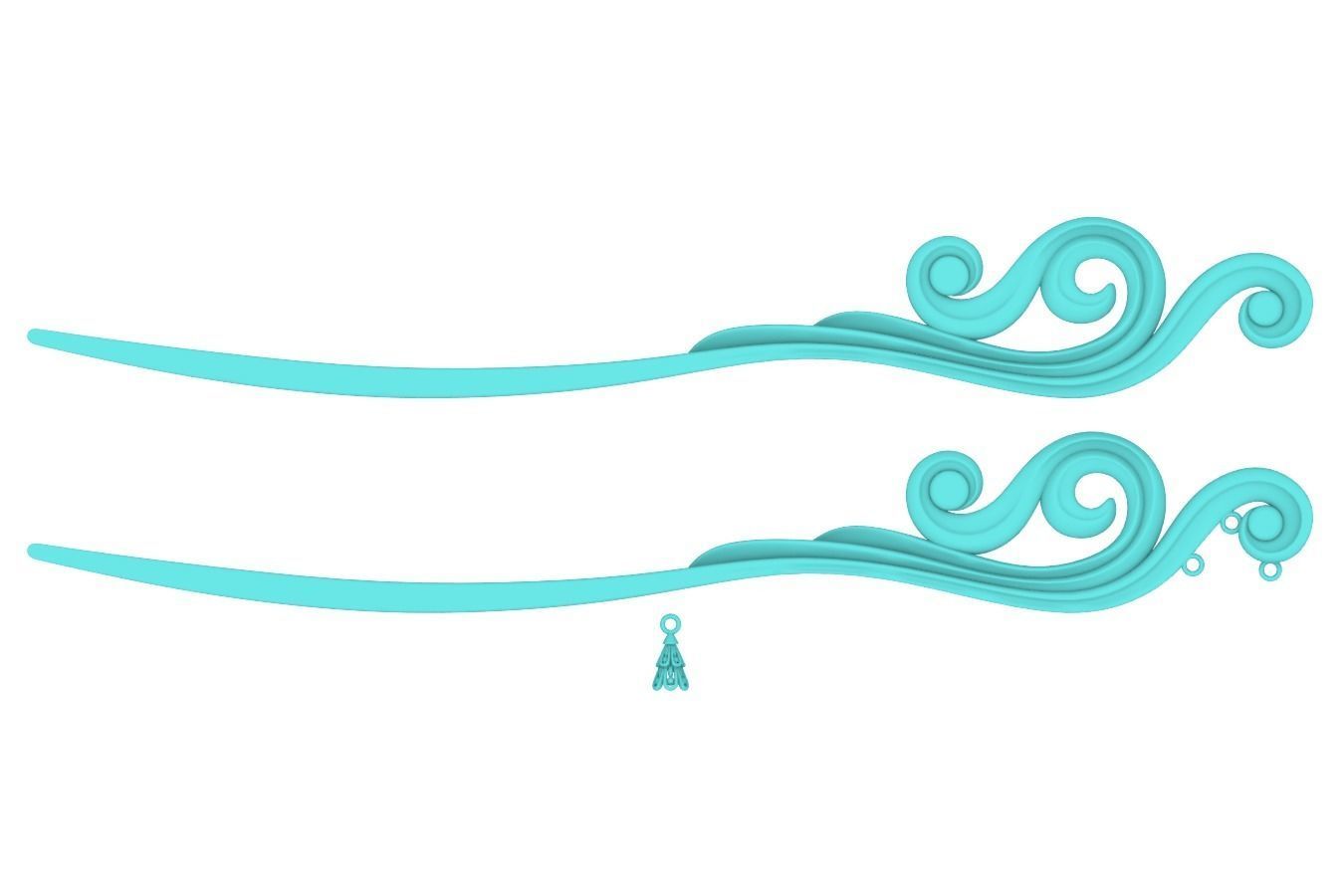 Chinese Scroll Hairstick-Hair Pin-Printable Accessories 3D model 3D ...