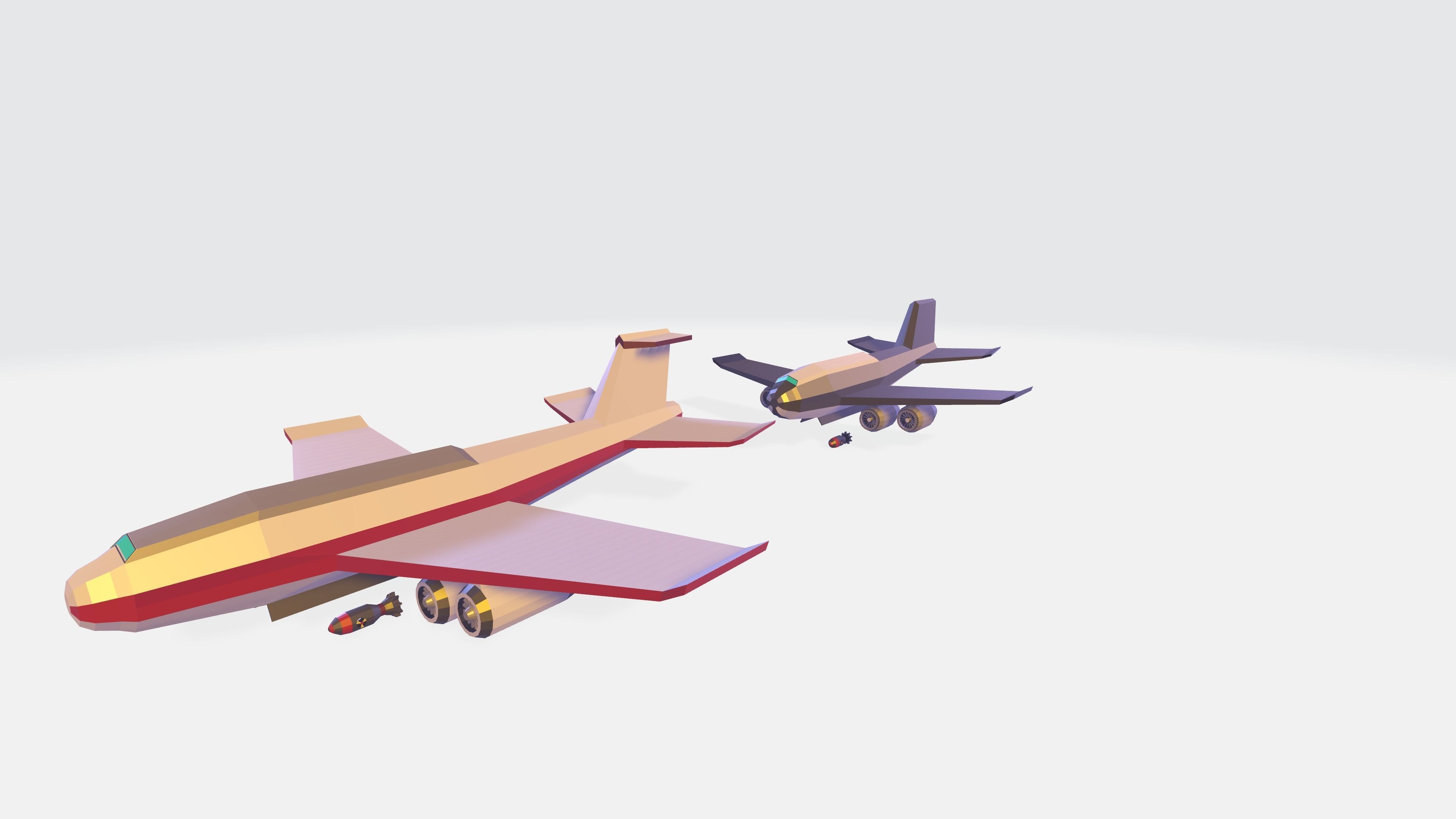 Heavy war Bombardier carrying Heavy Nuke Bomb free VR / AR / low-poly ...