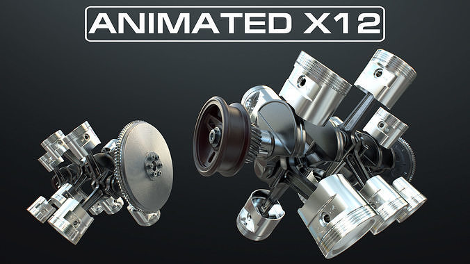 X12 Engine Working Animated 3D model animated rigged | CGTrader