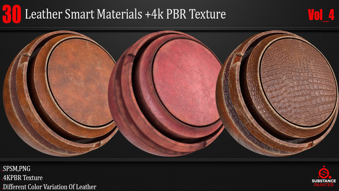 30 Leather Smart Material 4K PBR Texture Vol 4 Texture | CGTrader