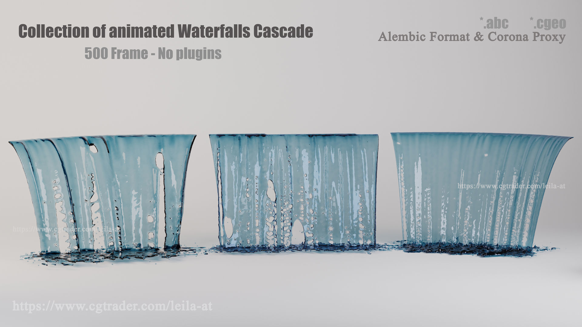 collection of animated waterfall Fountains cascade 500 Frame 3D model ...