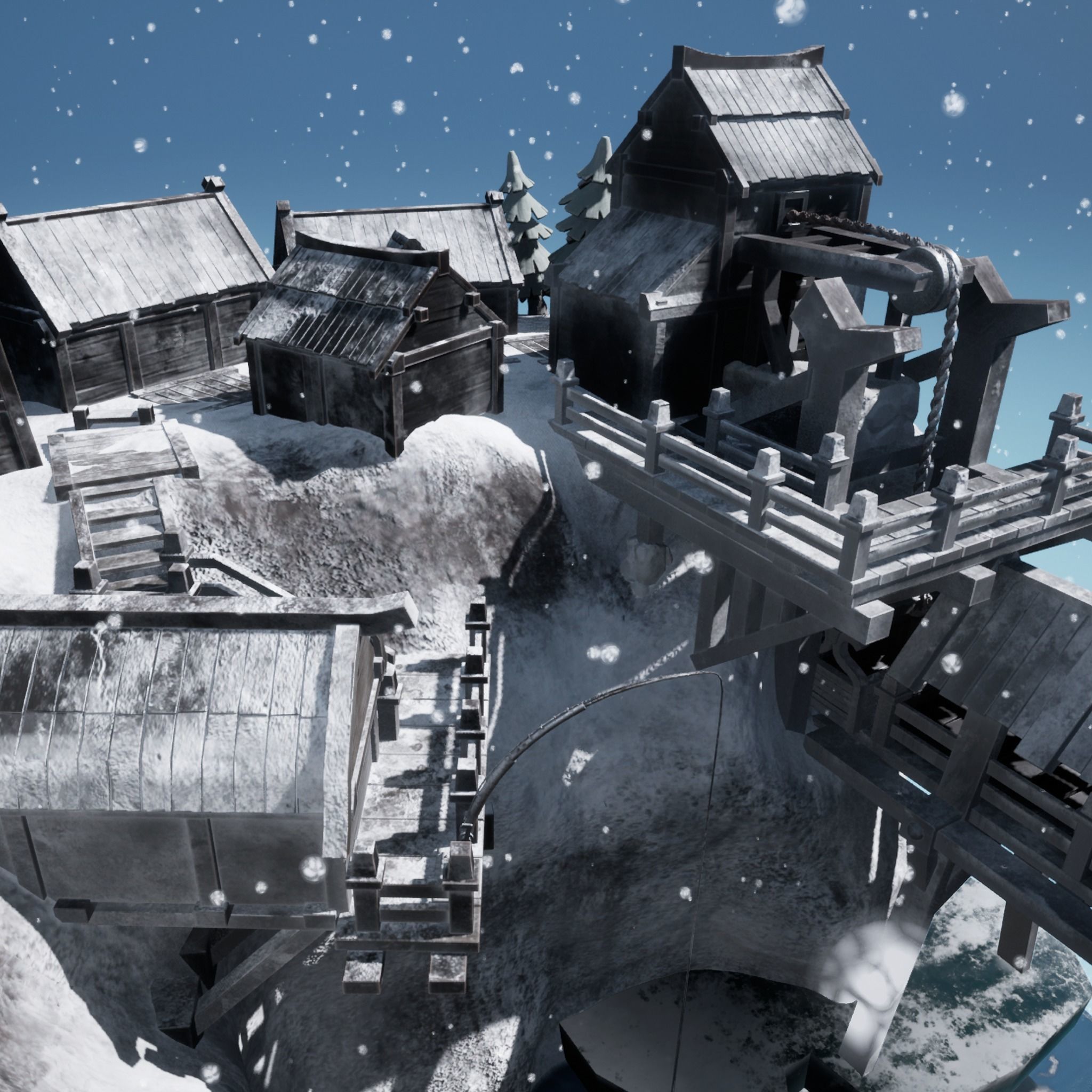 3D model Blender 3 Unreal Engine 5 Snow Fjord Scene Game Design VR / AR ...