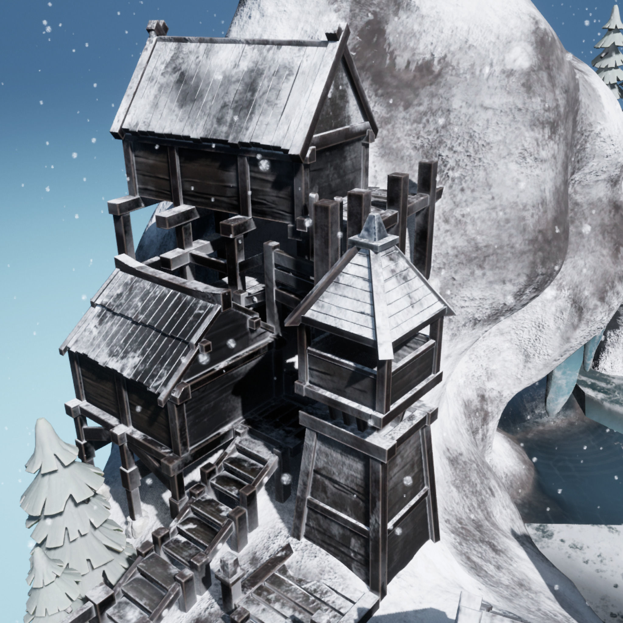 3D model Blender 3 Unreal Engine 5 Snow Fjord Scene Game Design VR / AR ...