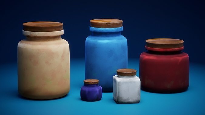 3D model Stylized 3D Jar Collection UV Unwrapped and Optimized Poly ...