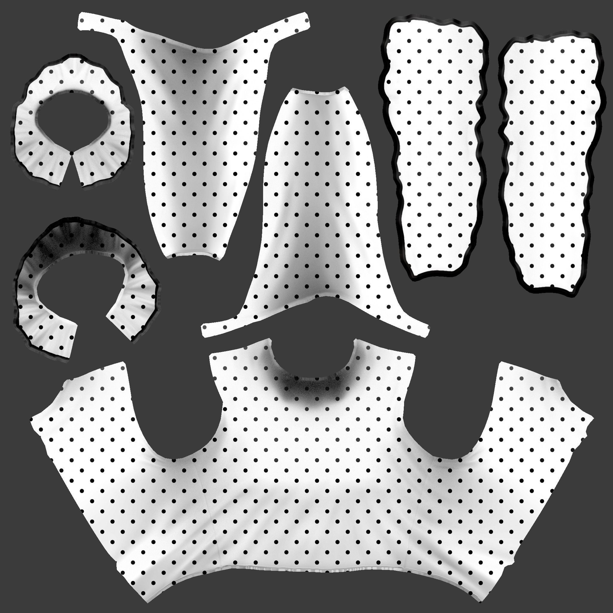 3D model Frill Edge Trim Polka Dots Retro Top VR / AR / low-poly | CGTrader