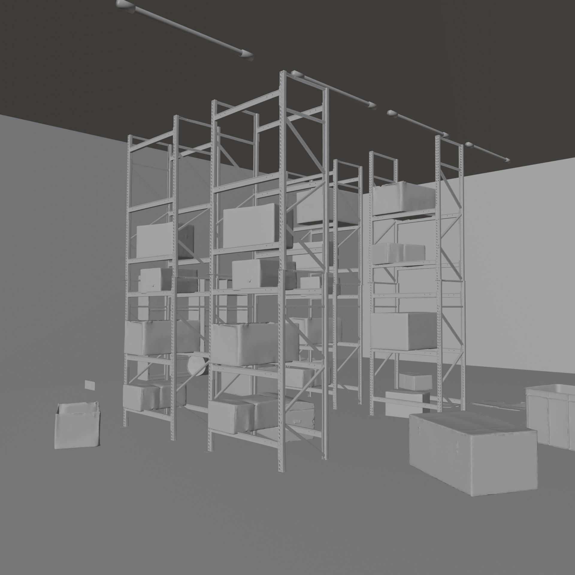 Warehouse full of boxes and Koenigsegg rigged car 3D model rigged ...