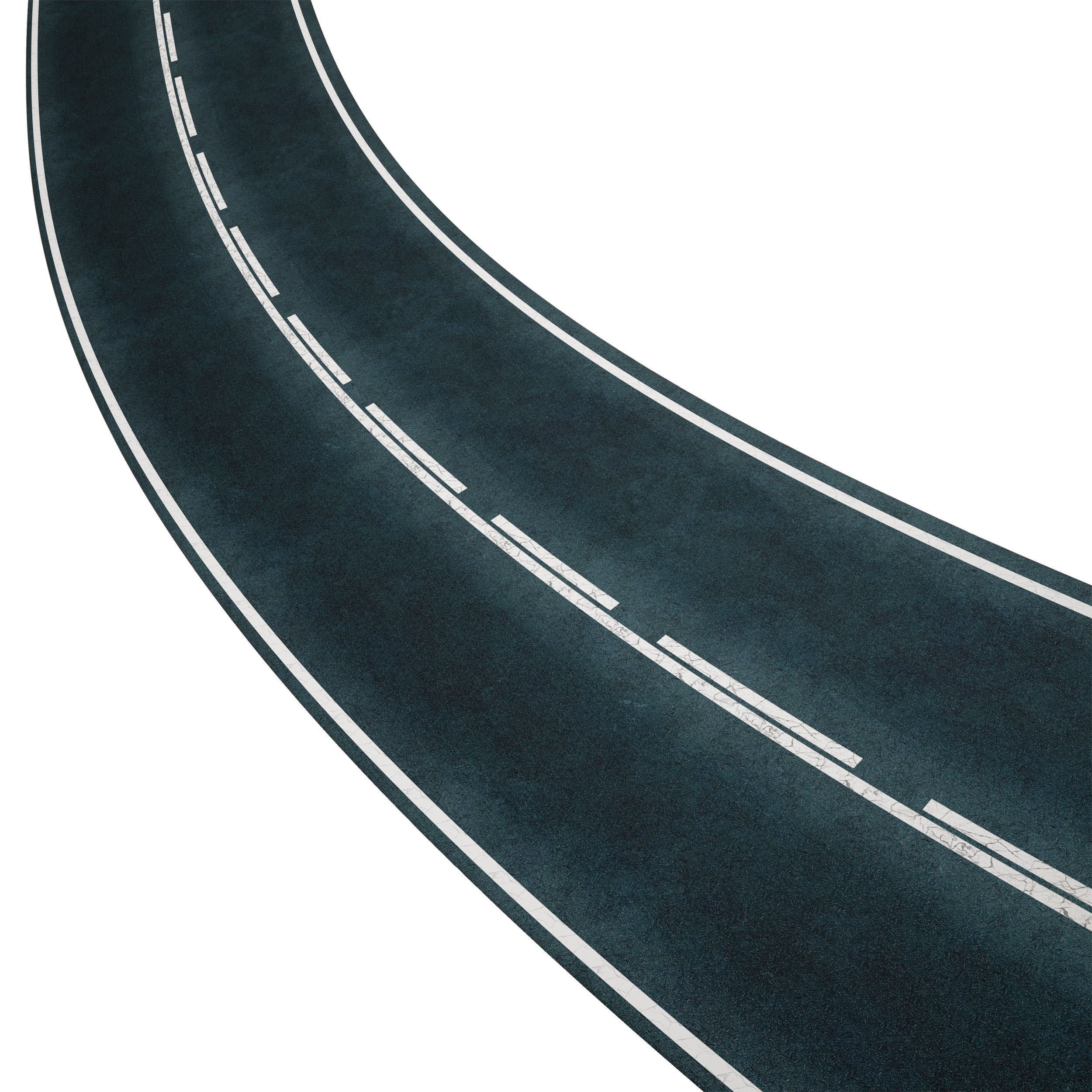 Editable winding asphalt two lane road with markings 02 3D model | CGTrader