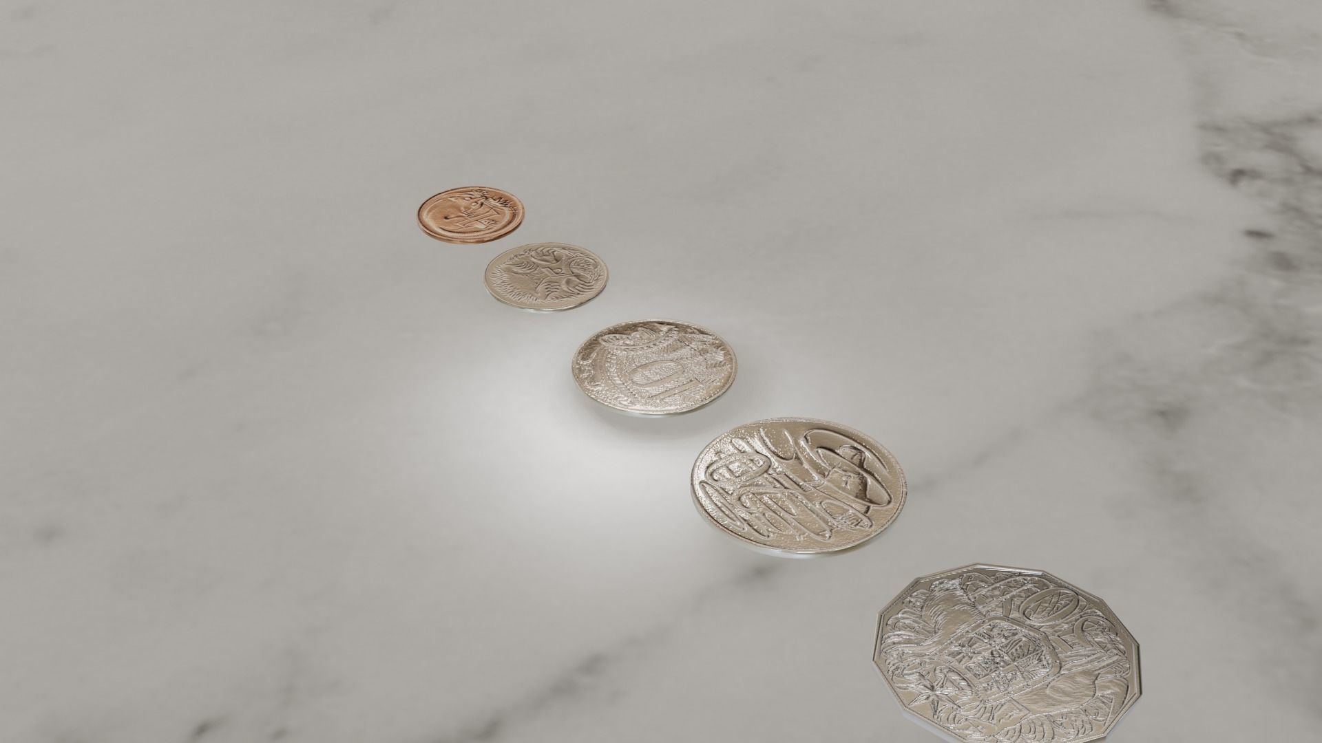 3D model Australian Coin Collection All AUD Coins VR / AR / low-poly ...