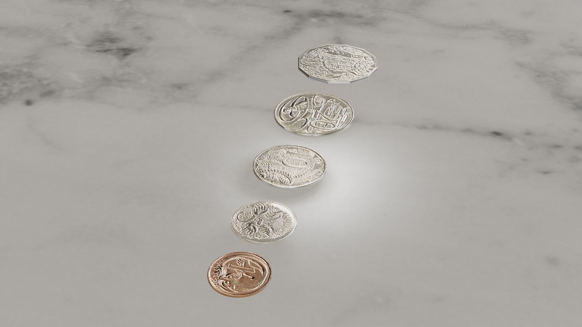 3D model Australian Coin Collection All AUD Coins VR / AR / low-poly ...