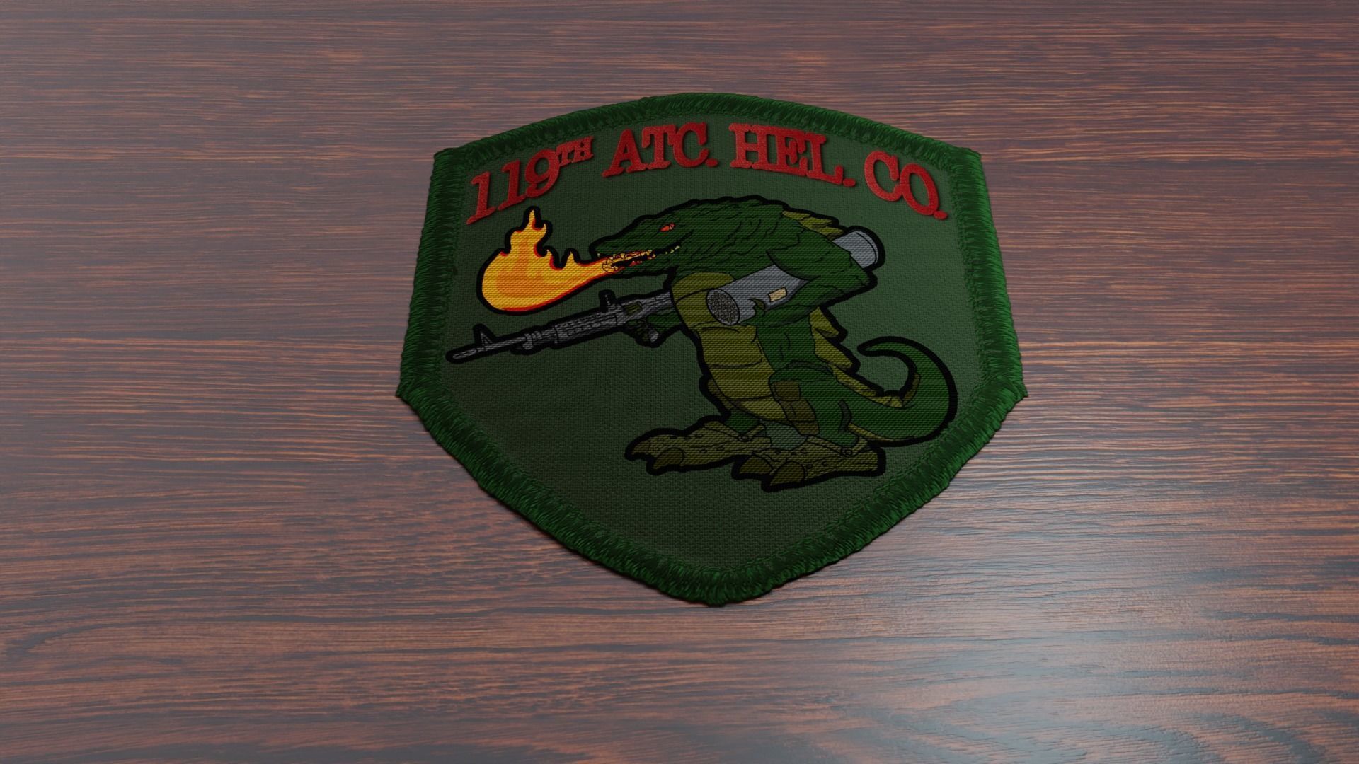 Patch alligator with gun on 3D model | CGTrader