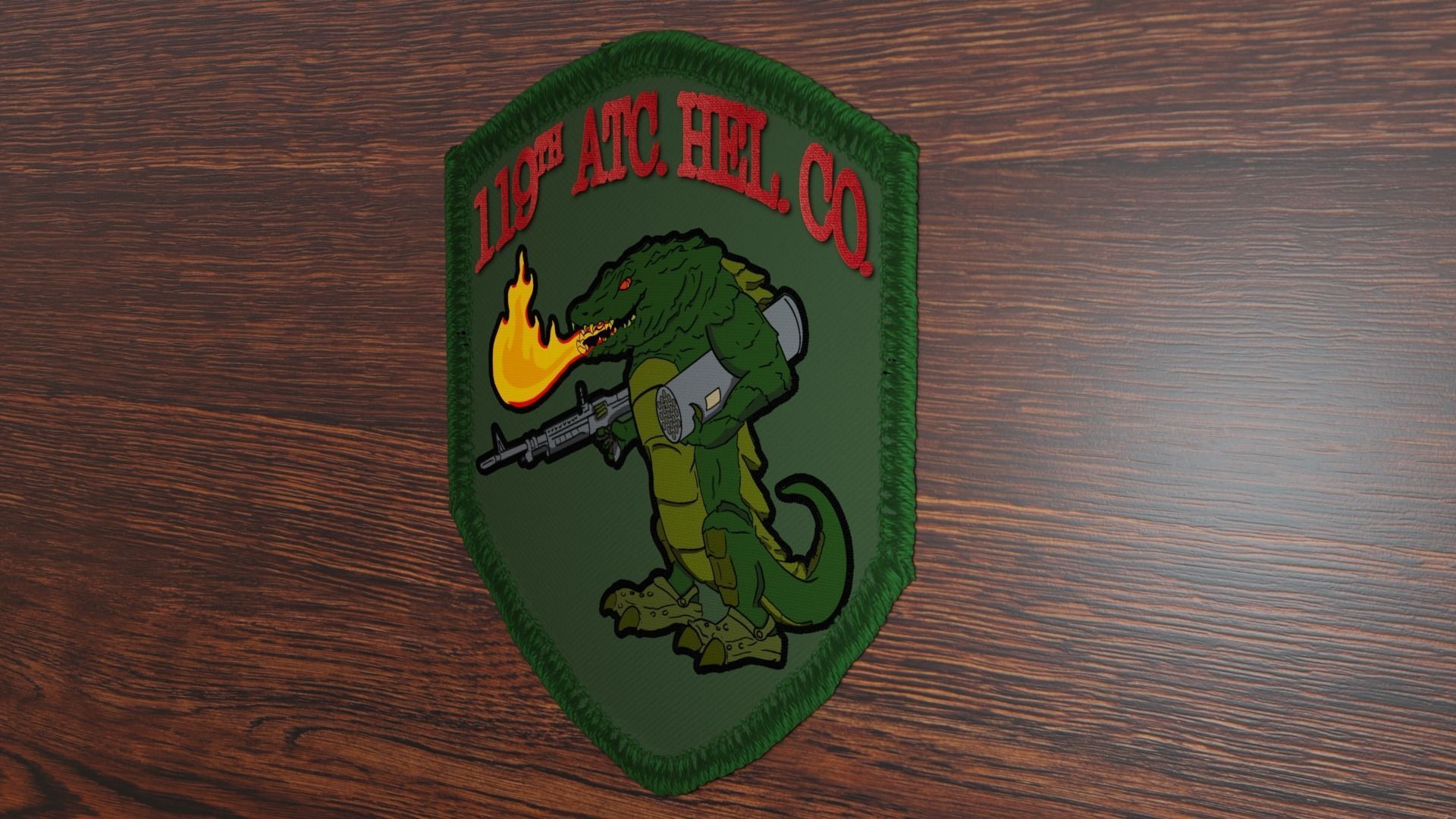 Patch alligator with gun on 3D model | CGTrader