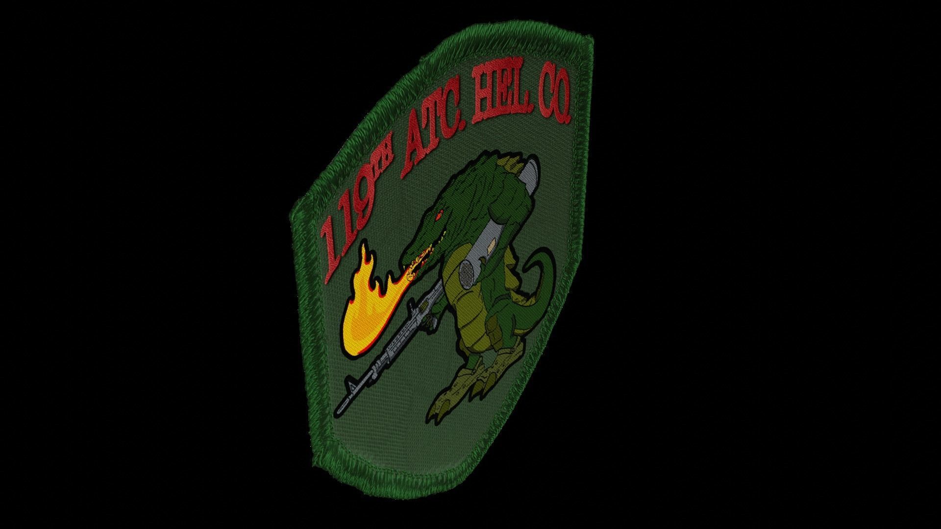 Patch alligator with gun on 3D model | CGTrader