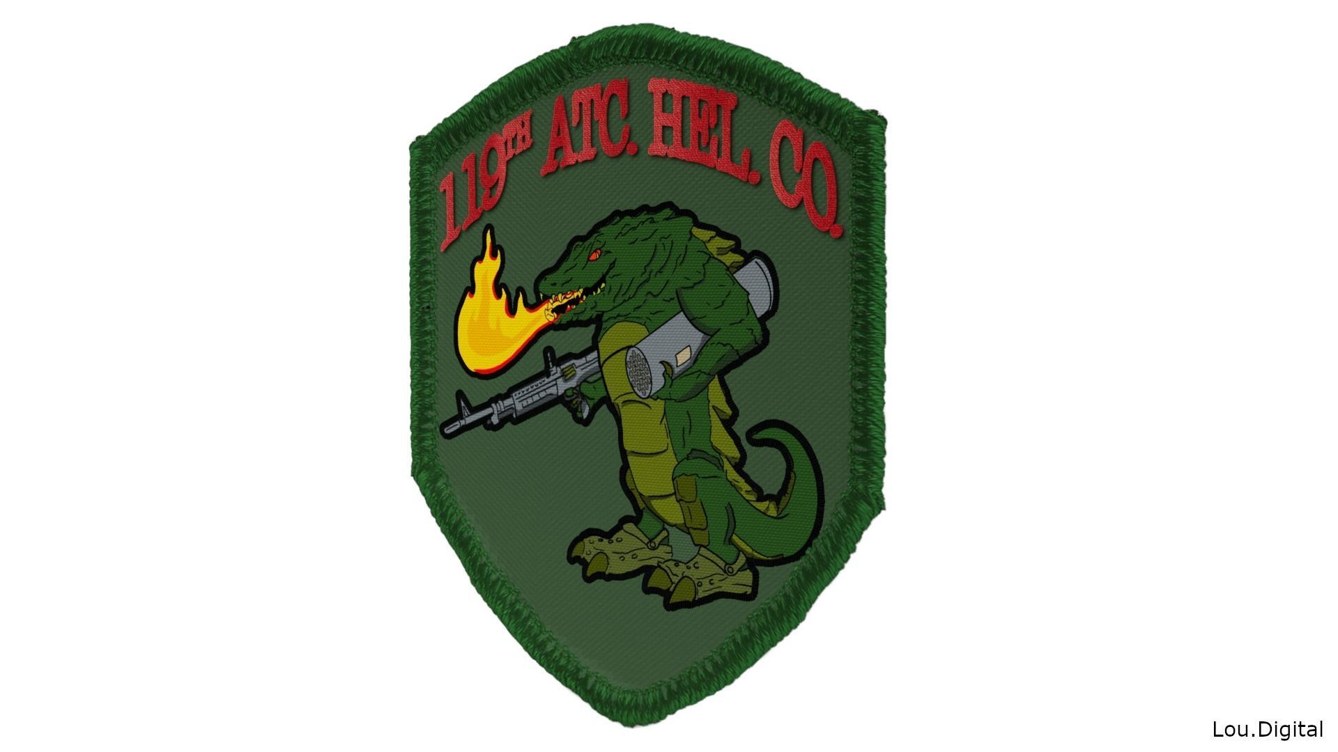 Patch alligator with gun on 3D model | CGTrader